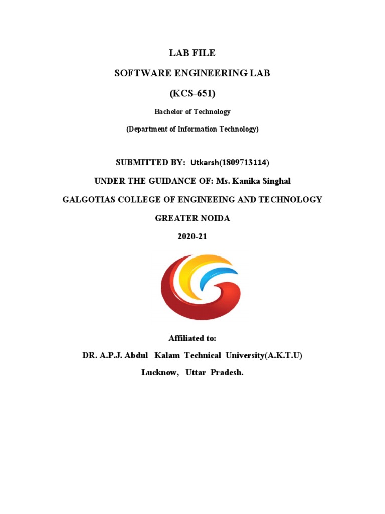 Lab File Software Engineering Lab (KCS-651) | PDF | Interactive Voice ...