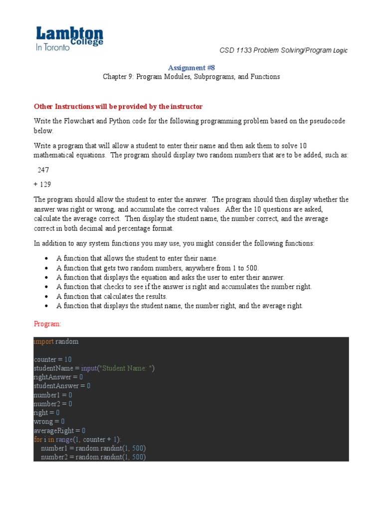 Python Math Quiz Program Design | PDF | Career & Growth | Teaching ...