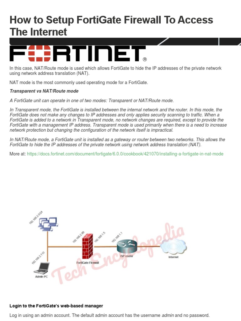 Configuring a FortiGate Firewall in NAT/Route Mode to Provide Internet Access and Restricted ...