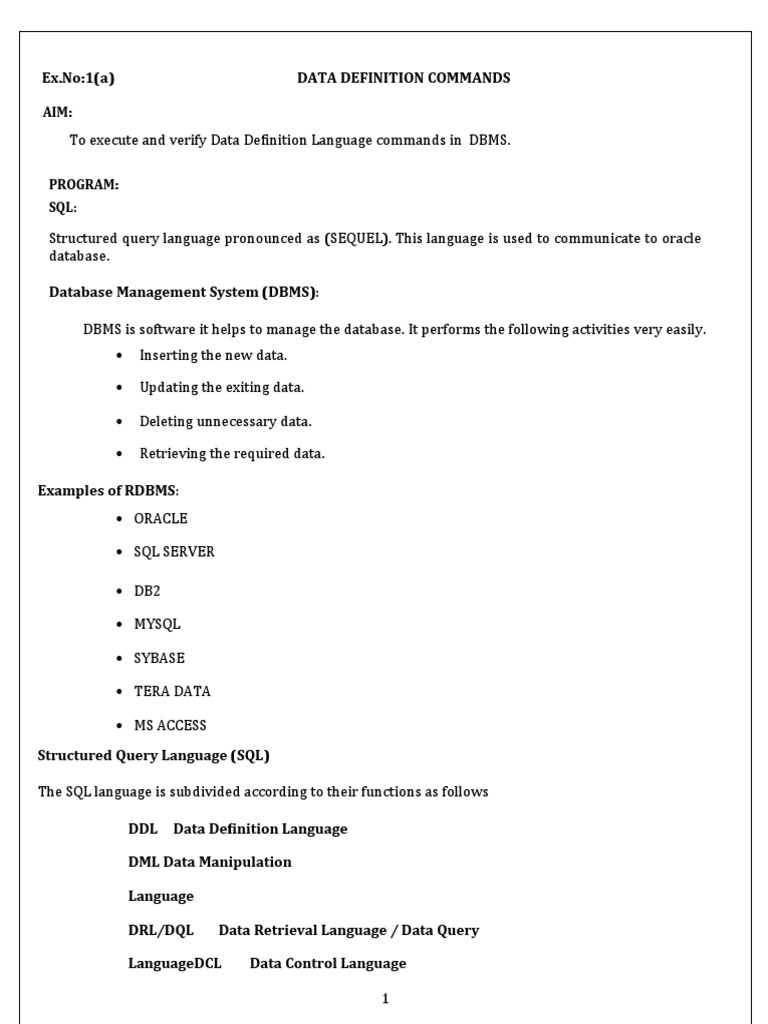 CS8481 DBMS RECORD FINAL Modfied | PDF | Relational Database | Table (Database)