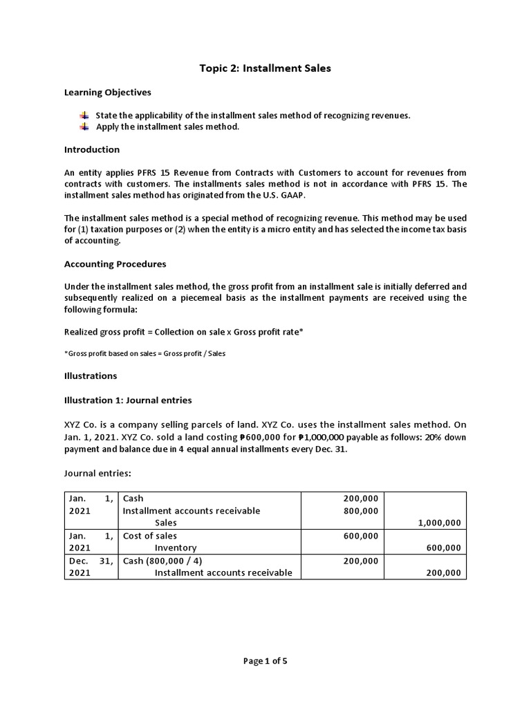 Topic 2 Installment Sales Module Part 1 | PDF | Gross Income | Revenue