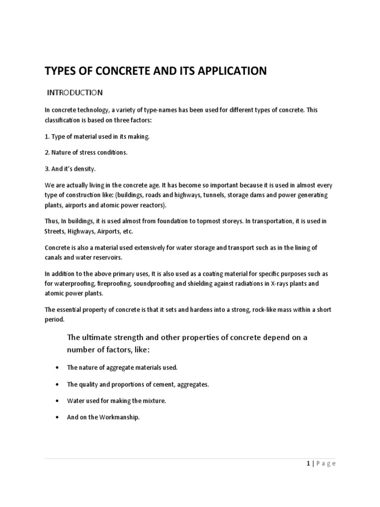 Types of Concrete and Its Application | PDF | Construction Aggregate ...