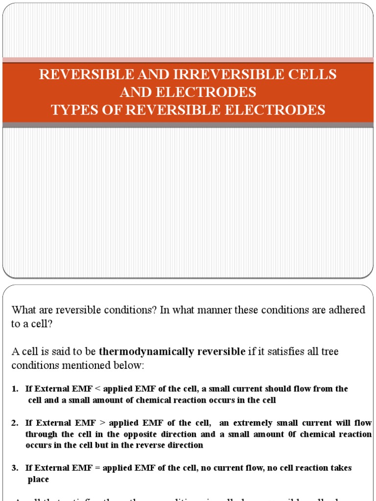 Types of Reversible Cells | PDF | Redox | Ion