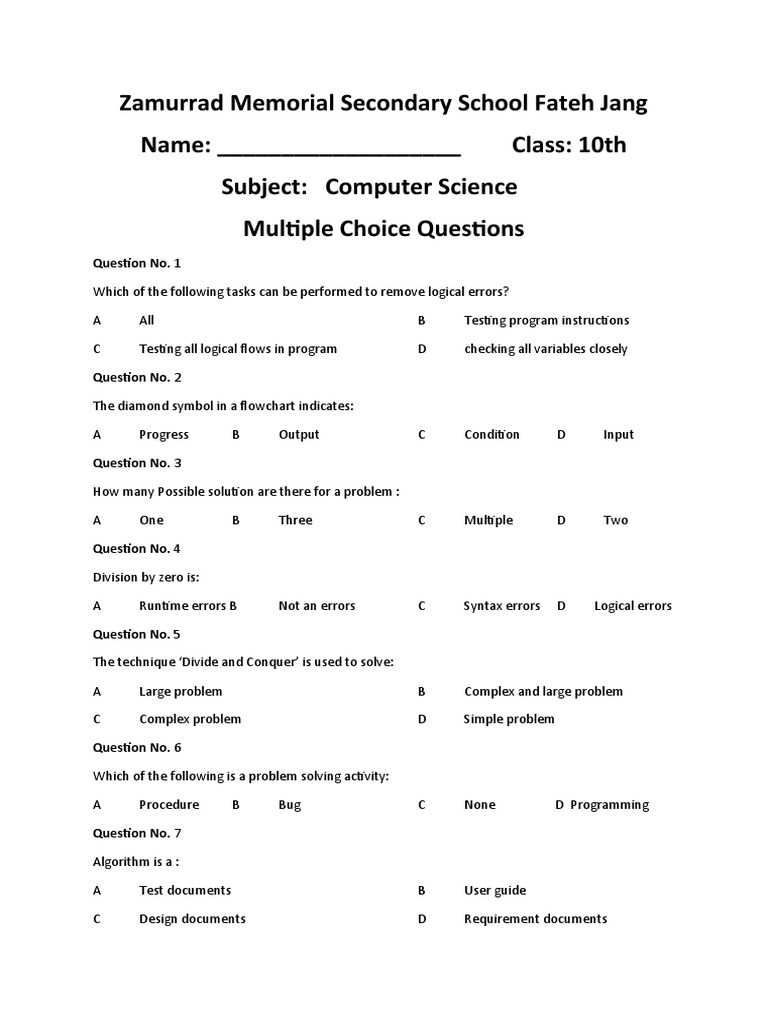Class 10 All MCQs Complete Book Smart | PDF | Control Flow | Debugging