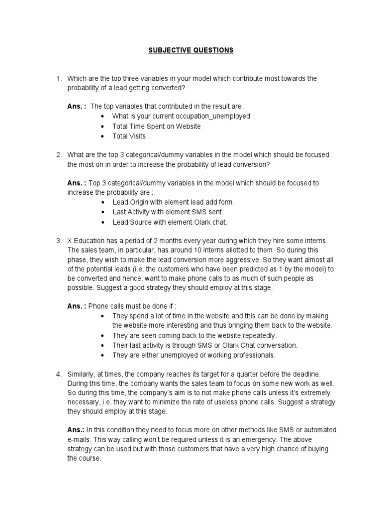 Assignment Subjective Questions | PDF