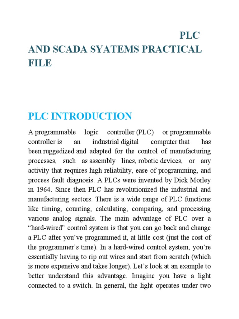 PLC and SCADA Systems Overview | PDF | Programmable Logic Controller ...