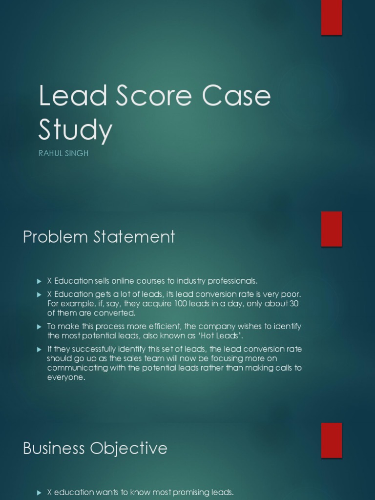 Lead Score Case Study - Presentation | PDF | Data Analysis | Regression ...