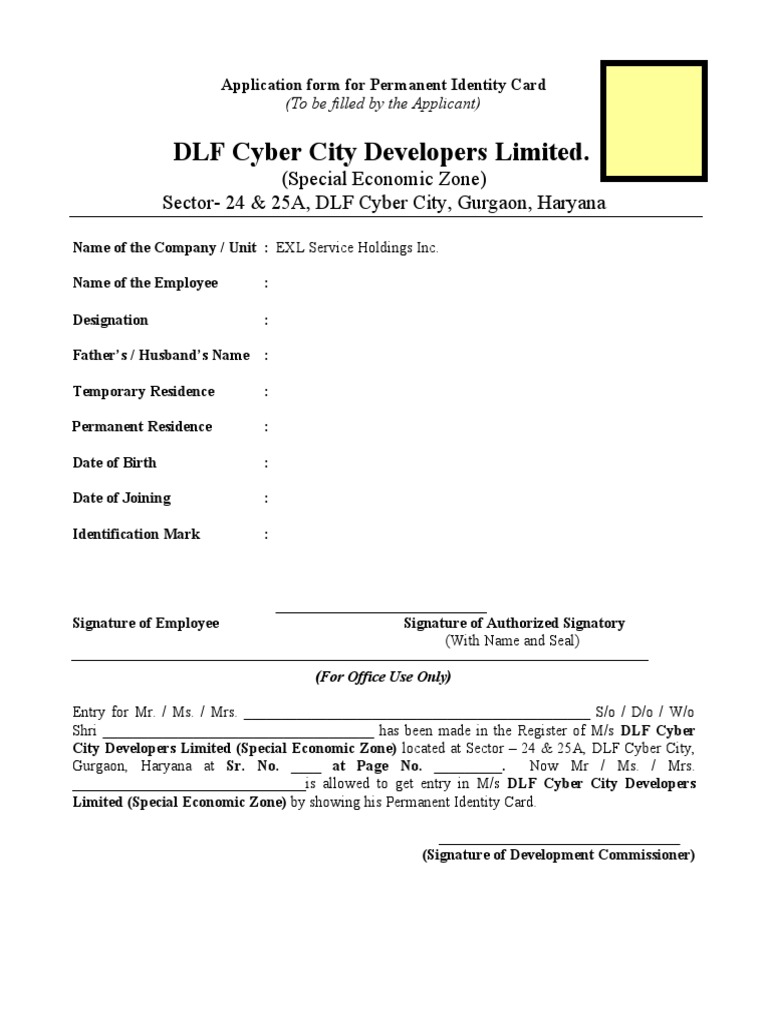 Comm - Permanent Identity Card - Application | PDF | Business