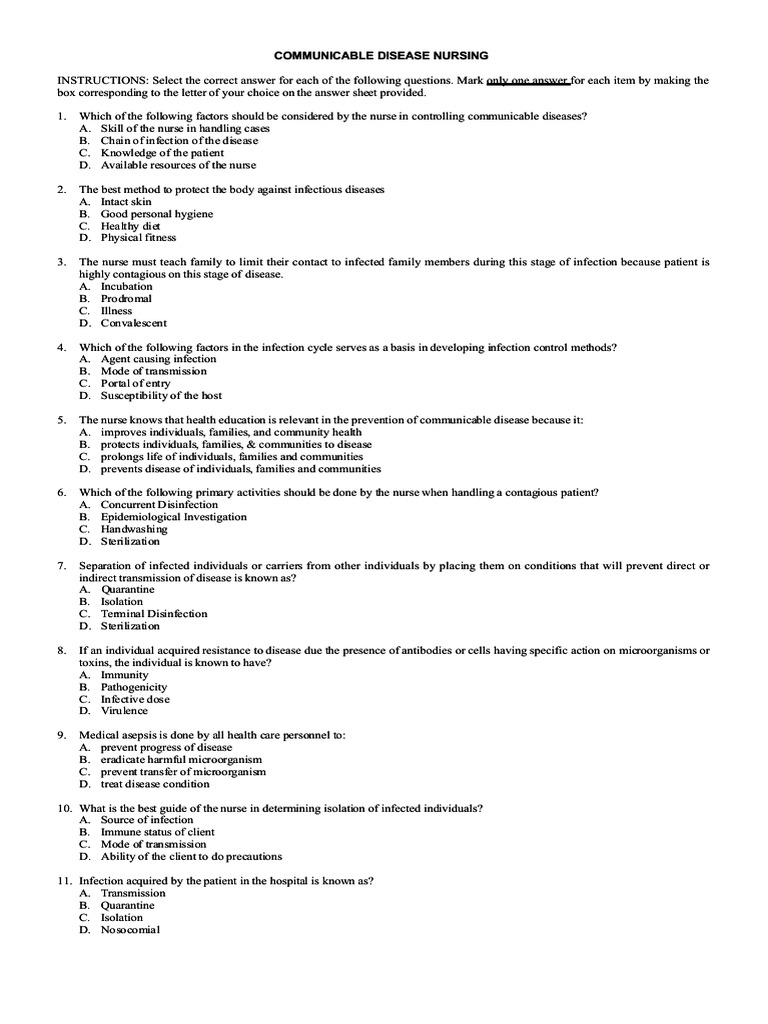 Communicable Disease Nursing | PDF | Medicine | Health Sciences