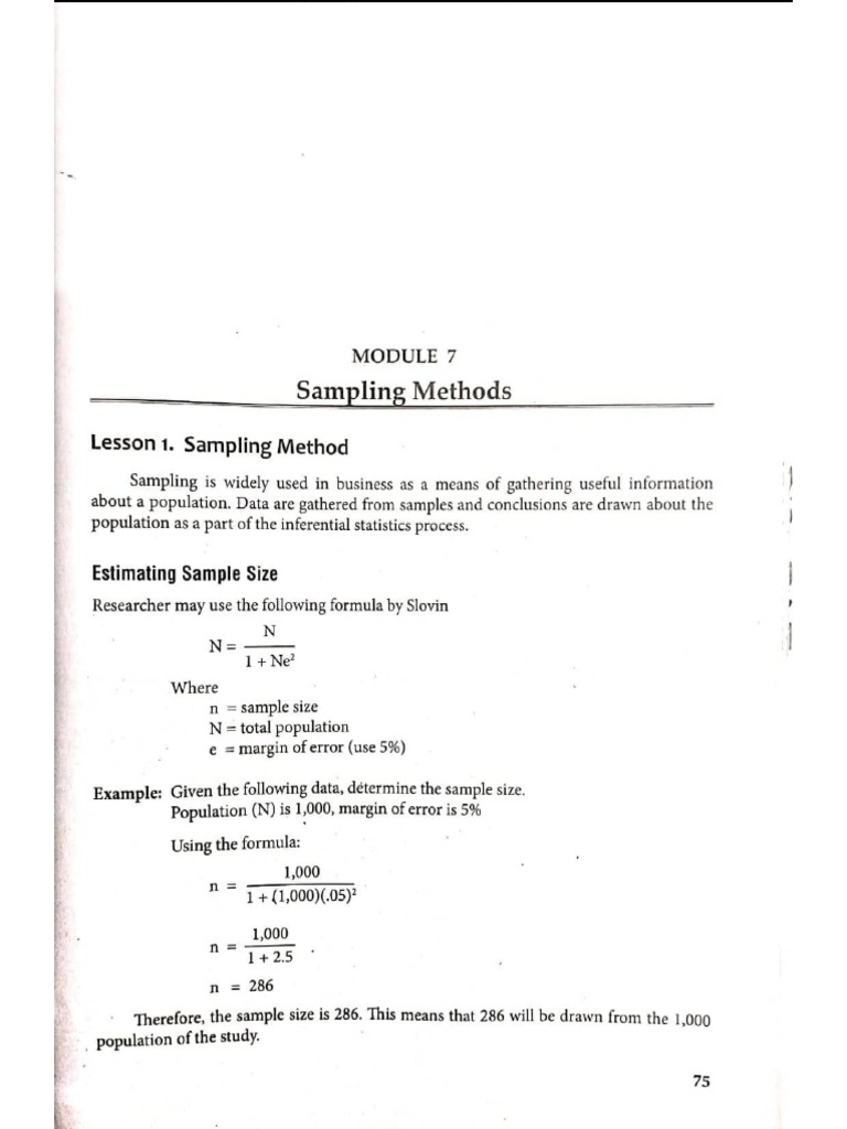 Module 7 Sampling Methods | PDF