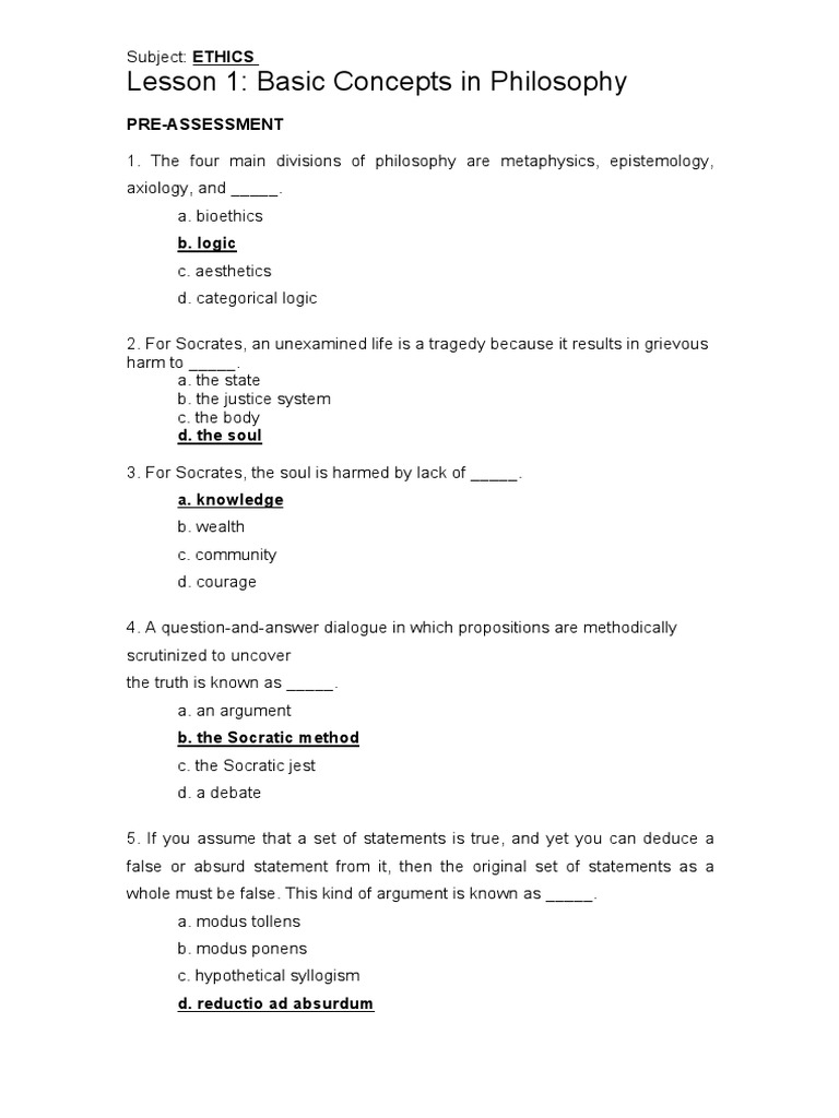 Ethics-Lesson 1 - Basic Concepts of Philosophy | PDF | Logical Consequence | Argument