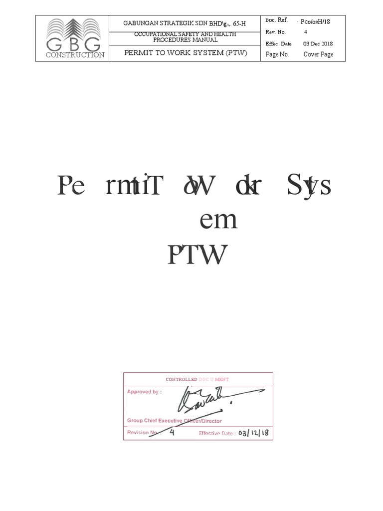 Permit to Work System Overview | PDF | Occupational Safety And Health ...