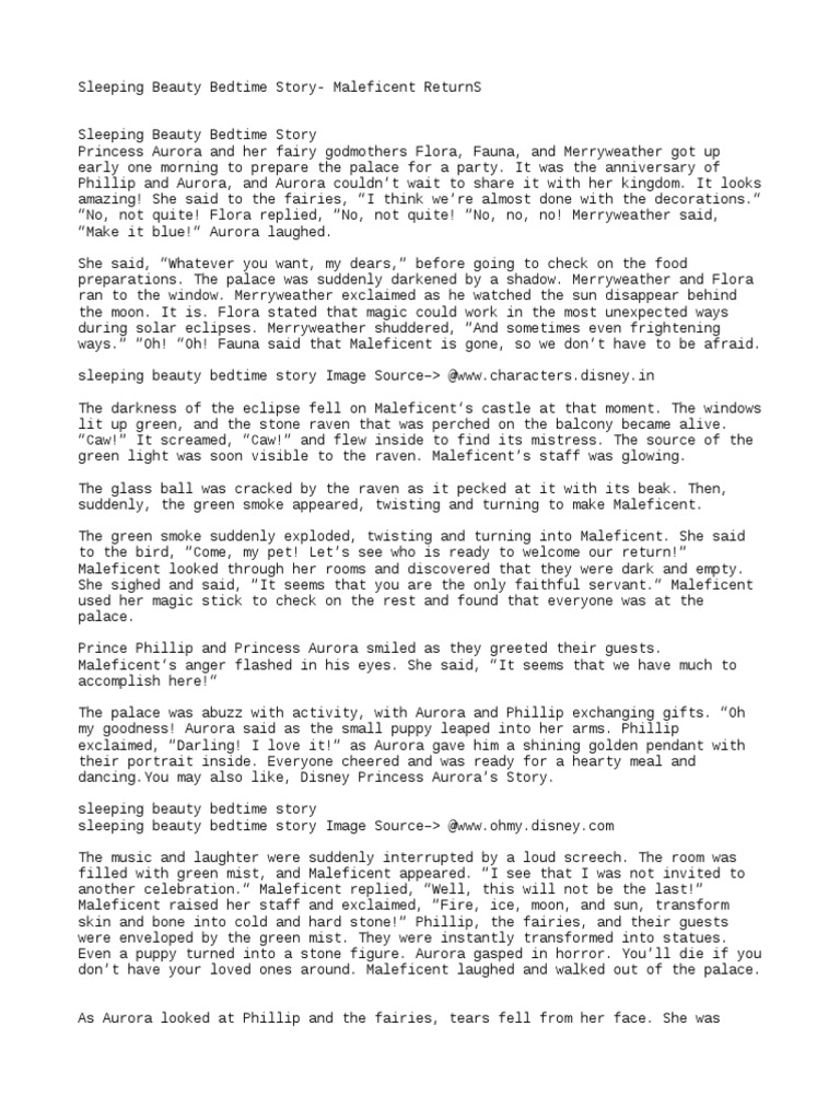 Sleeping Beauty Bedtime Story - Maleficent ReturnS | PDF | Sleeping Beauty