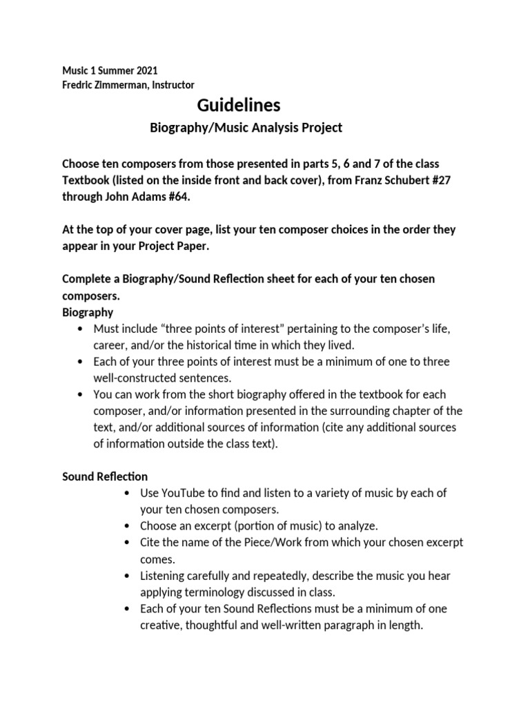 Biography Music Analysis Project Guidelines-2 - Tagged | PDF | Language ...
