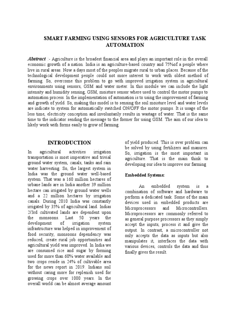 Smart Farming Using Sensors For Agriculture Task Automation | PDF ...