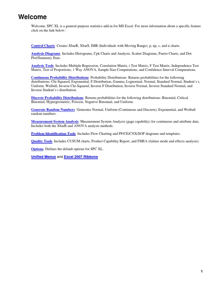 SPC XL User Manual Overview | PDF | Normal Distribution | Chi Squared ...