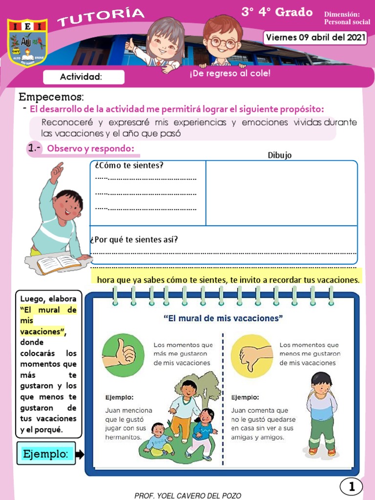 Mural de Vacaciones: Reflexión Emocional | PDF