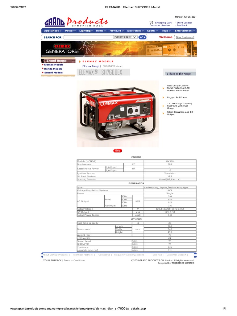 ELEMAX® - Elemax SH7600EX Model | PDF | Electrical Engineering | Power ...