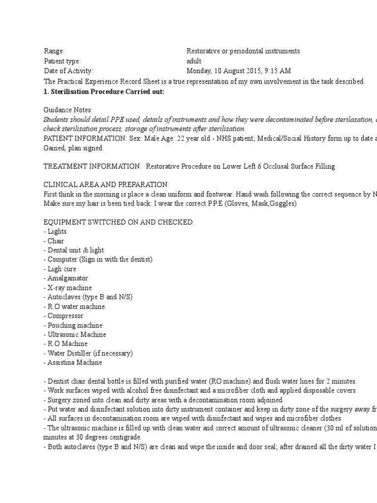 Sterilisation Restorative Instruments | PDF | Sterilization ...