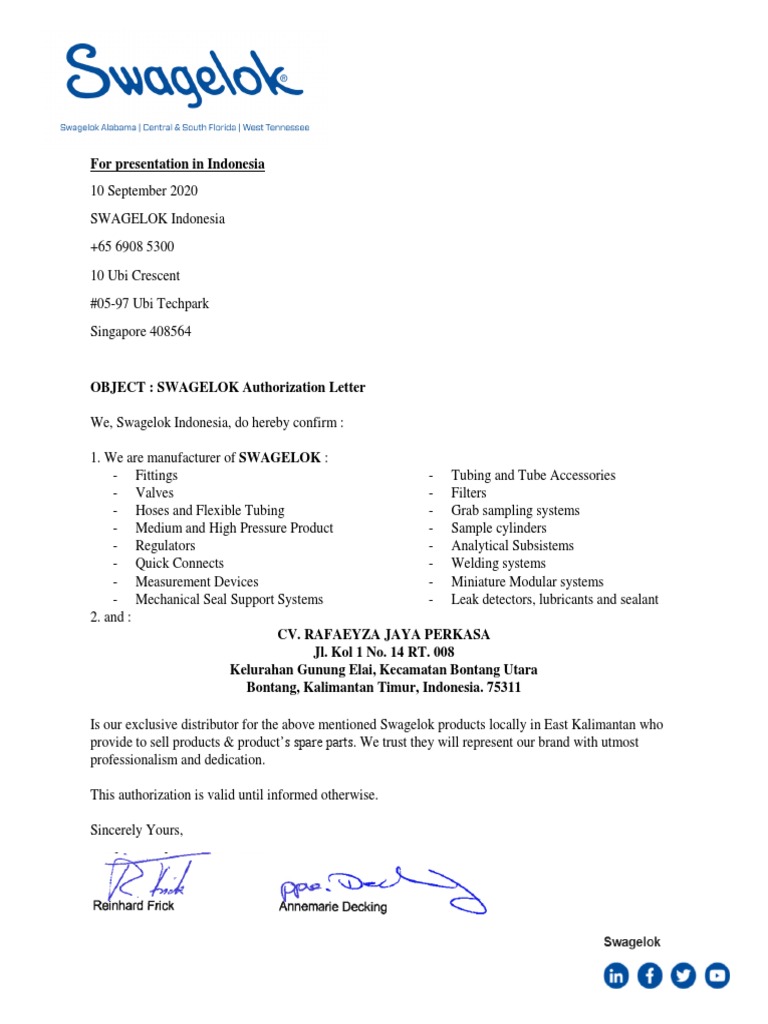 Distribution Letter Swagelok | PDF | Computers