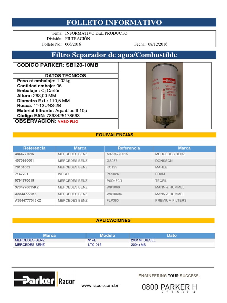 SB120-10MB Racor | PDF