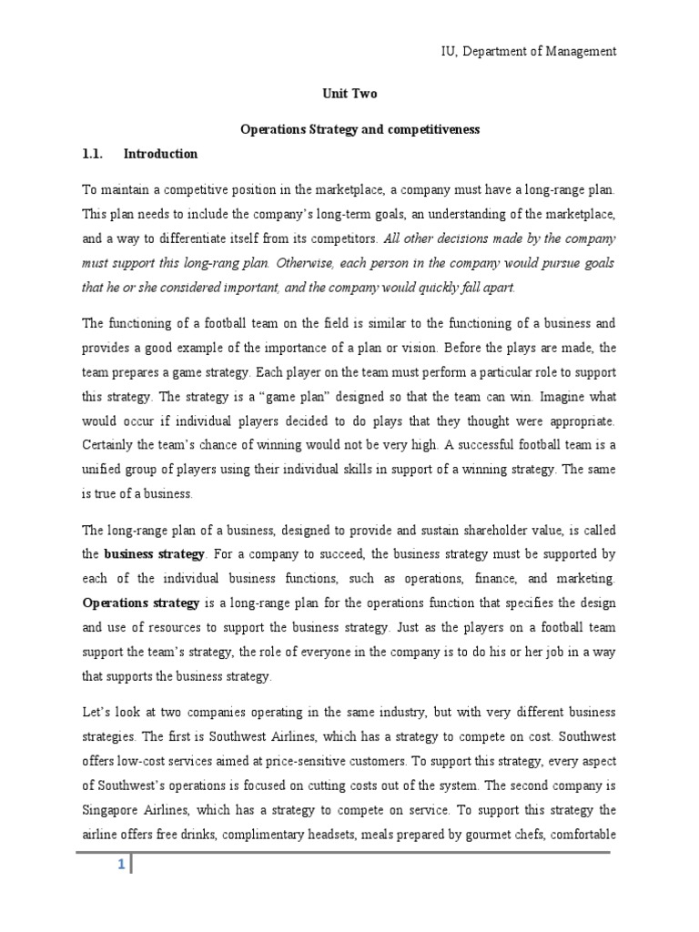 Operations Management Chapter 2 | PDF | Trade Off | Strategic Management