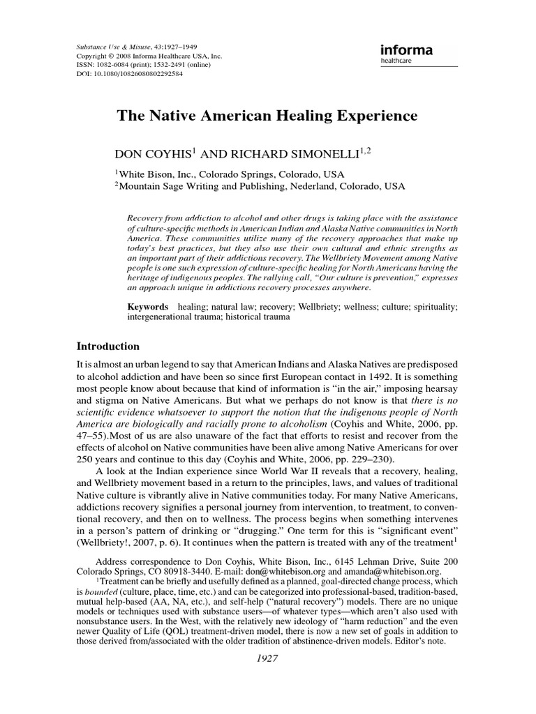 Coyhis and Simonelli - The Native American Healing Experience | PDF ...