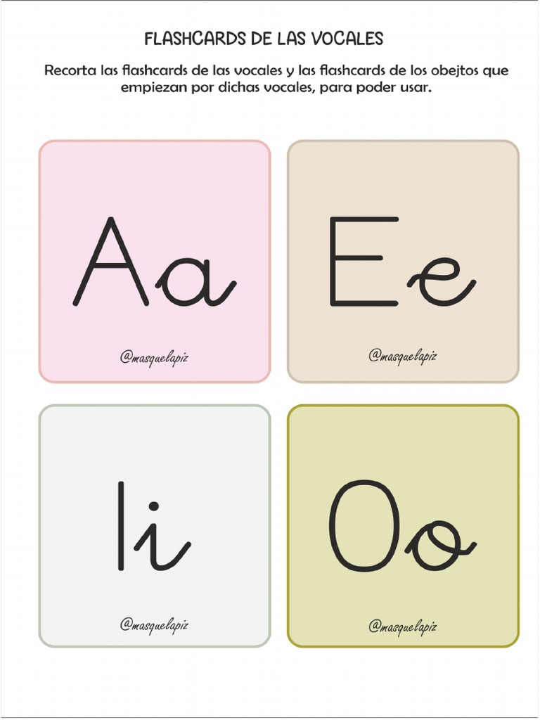 Aprendemos Las Vocales Flashcards | PDF Aprendemos Las Vocales Flashcards | PDF