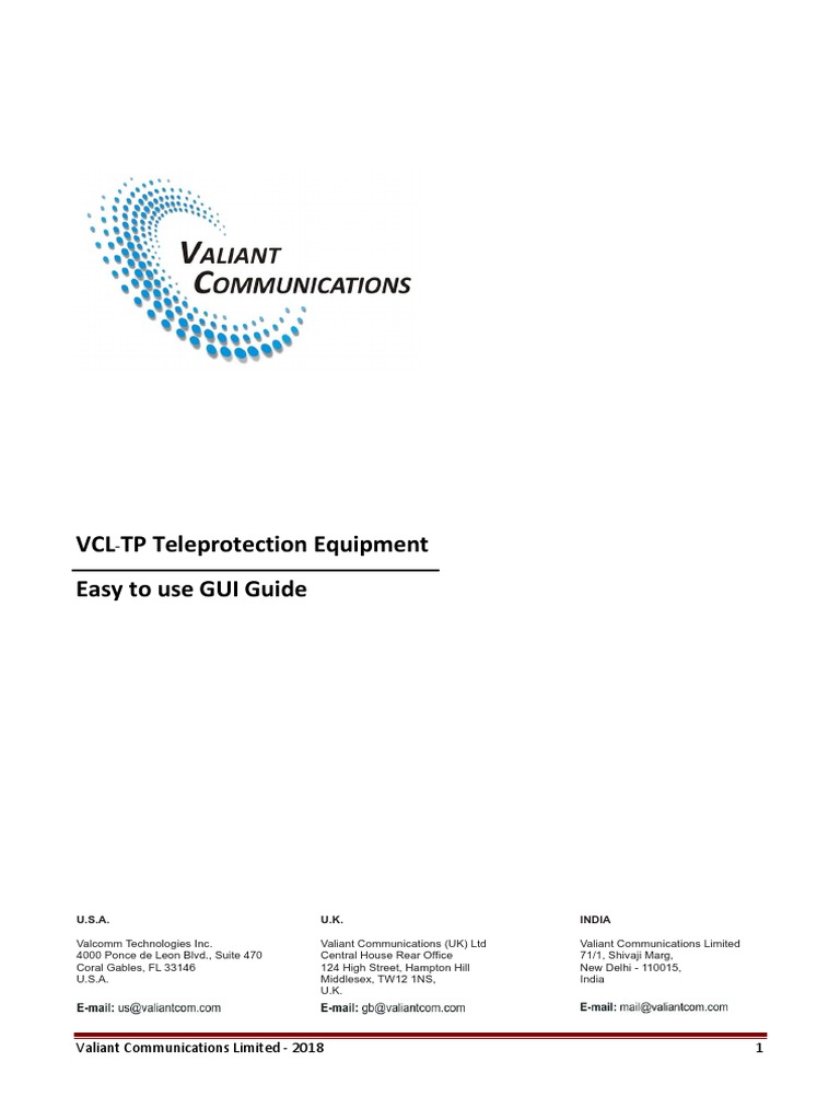 VCL TP Teleprotection Equipment Easy To Use GUI Guide: Valiant ...