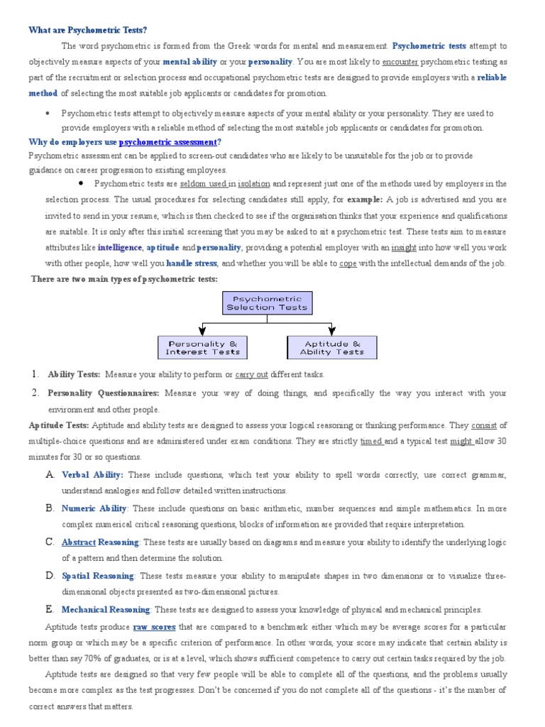 What Are Psychometric Tests | PDF | Psychometrics | Test (Assessment)