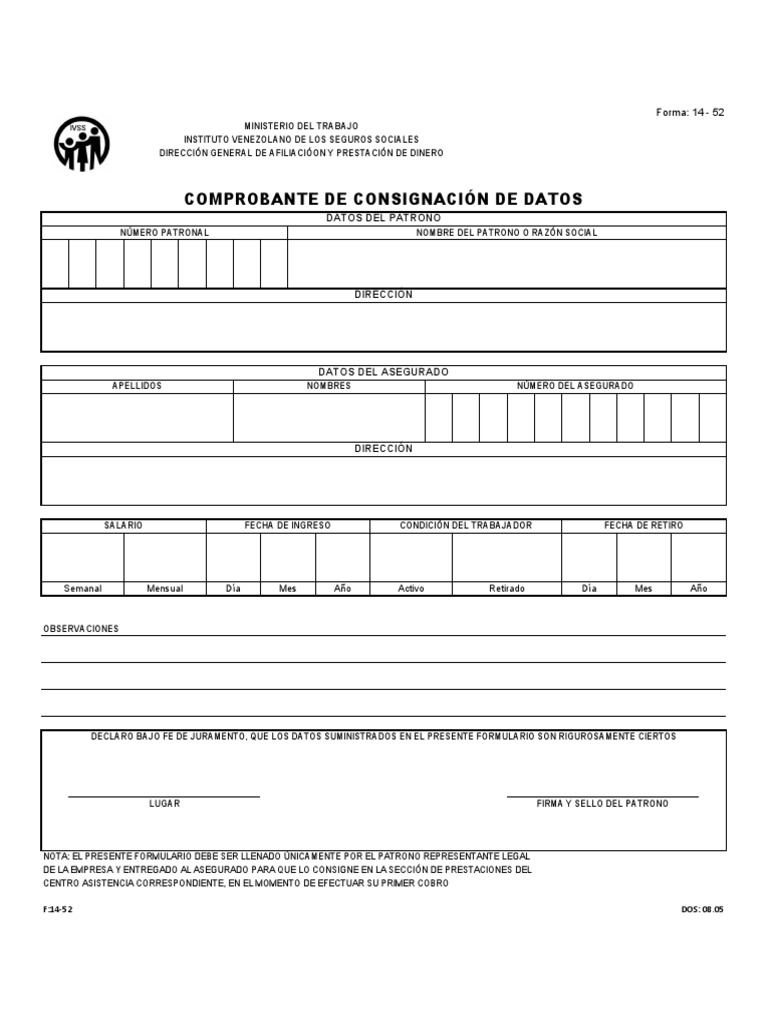 Forma 14-52 FORMATO IVSS | PDF