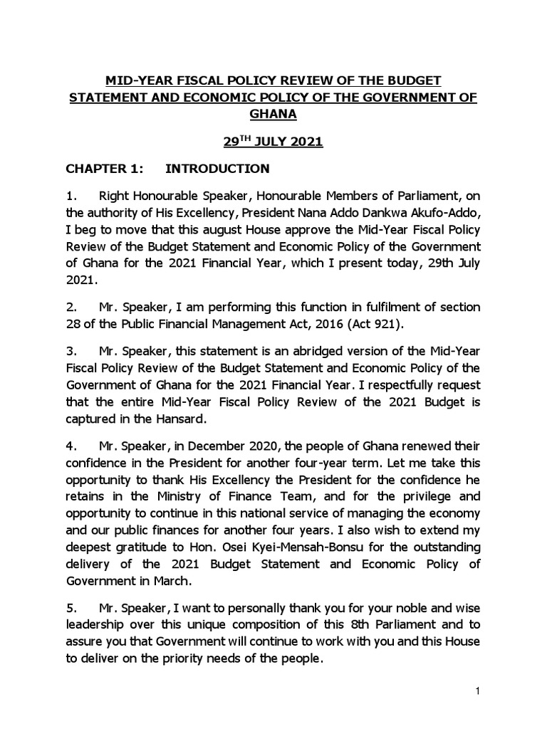 2021 Mid-Year Budget Review Ghana | PDF | Government Budget Balance ...
