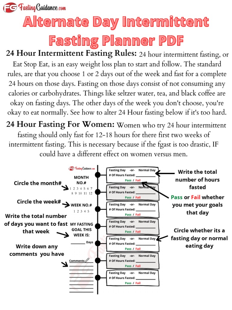Alternate Day Intermittent Fasting Planner PDF | Download Free PDF ...