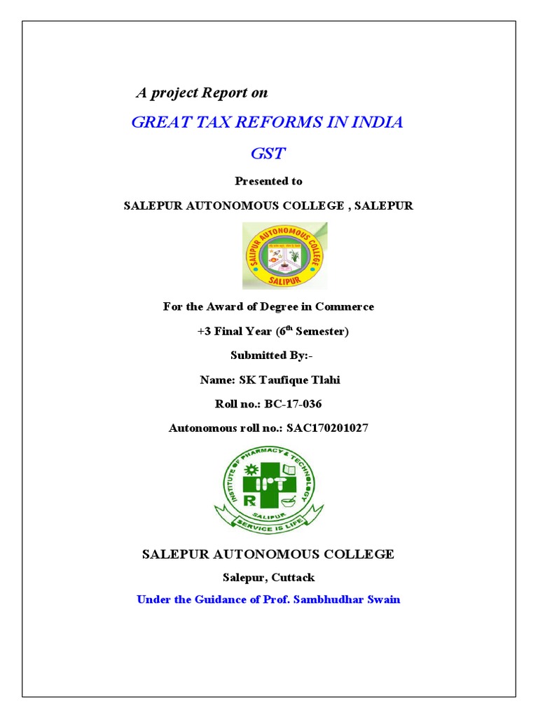 GST Project Report Summary | PDF | Indirect Tax | Value Added Tax