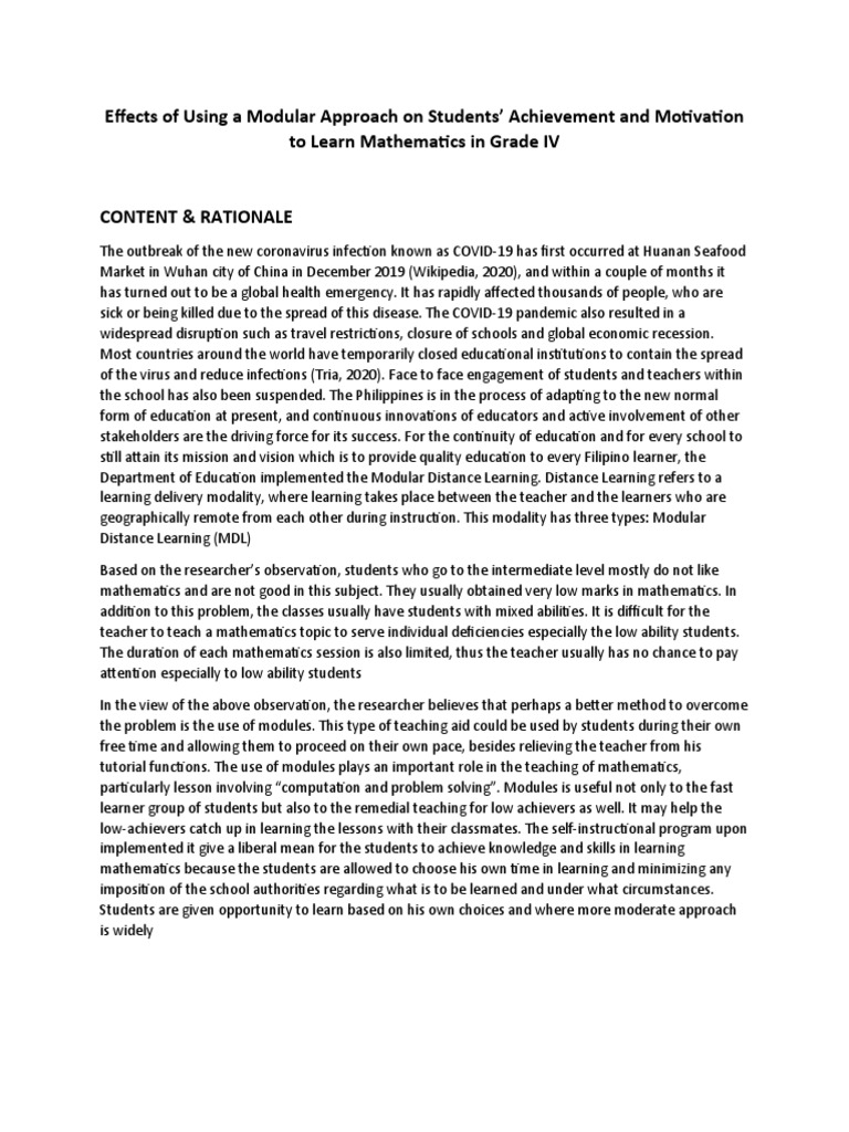 Effects of Using A Modular Approach On Students Action Proposal | PDF ...