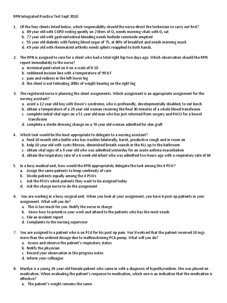 Preparing for the Boards: A Comprehensive RPN Integrated Practice Test ...