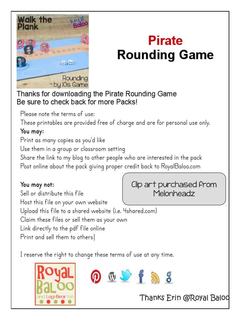 Pirate Walk The Plank Rounding Game | PDF