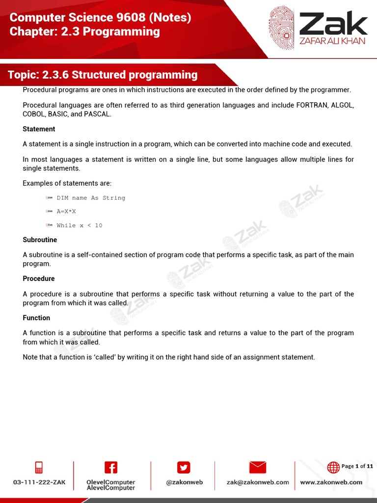 236 Structured Programming Pdf Parameter Computer Programming
