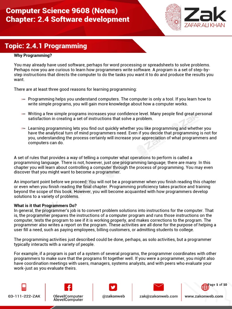 2.4.1 Programming | PDF | Programmer | Computer Programming