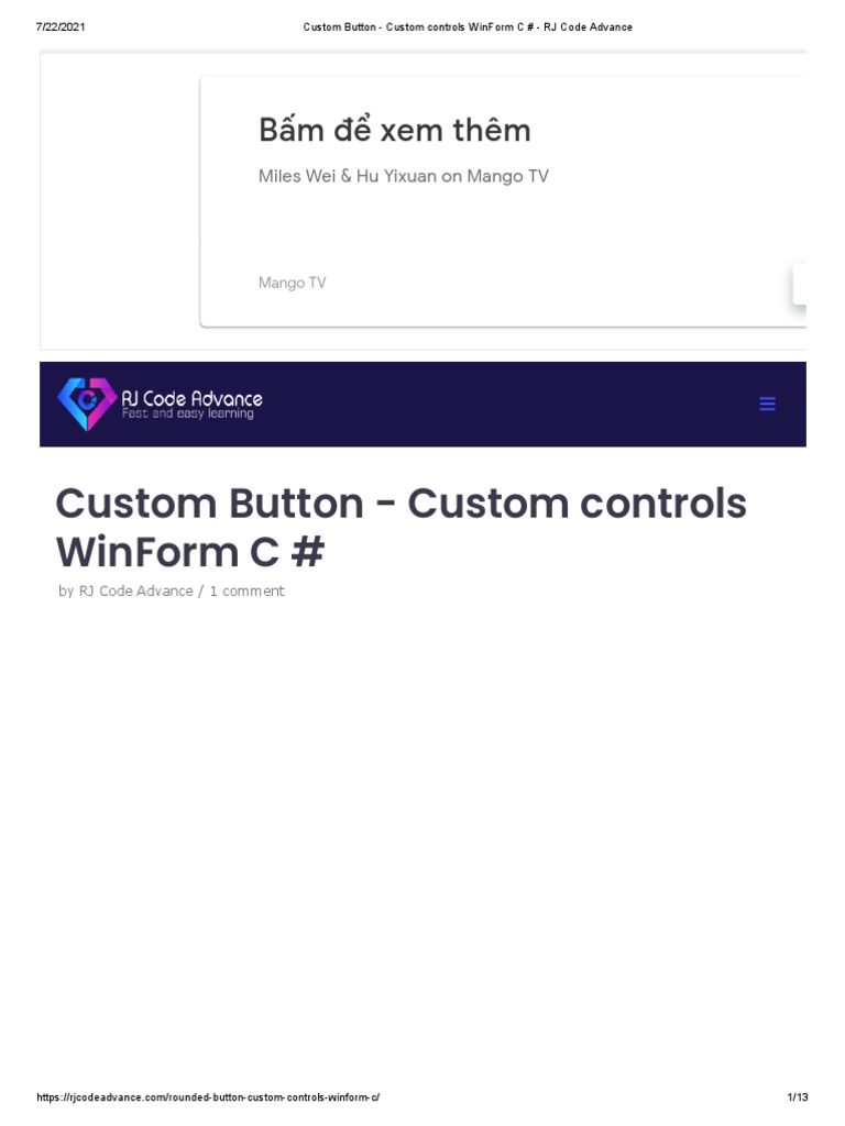 Custom Button Custom Controls Winform C Rj Code Advance Pdf C Sharp Programming