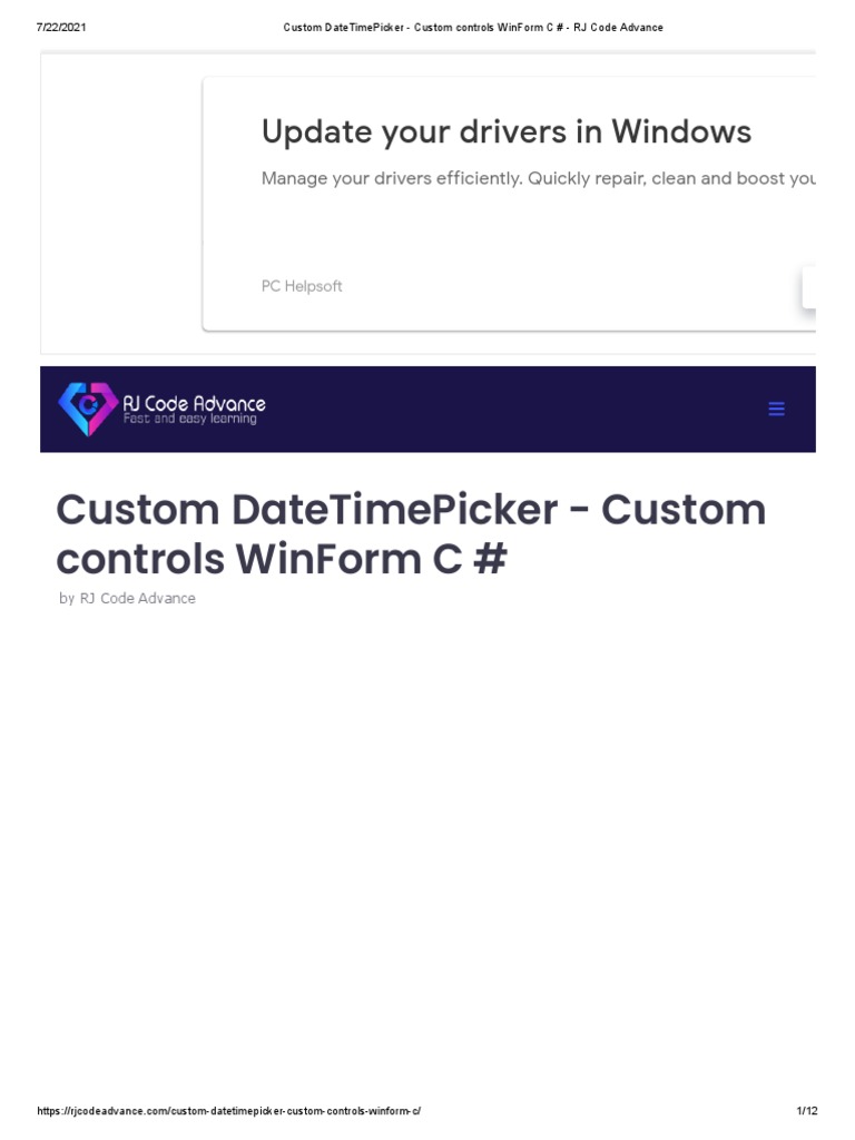 Custom Datetimepicker Custom Controls Winform C Rj Code Advance Pdf C Sharp