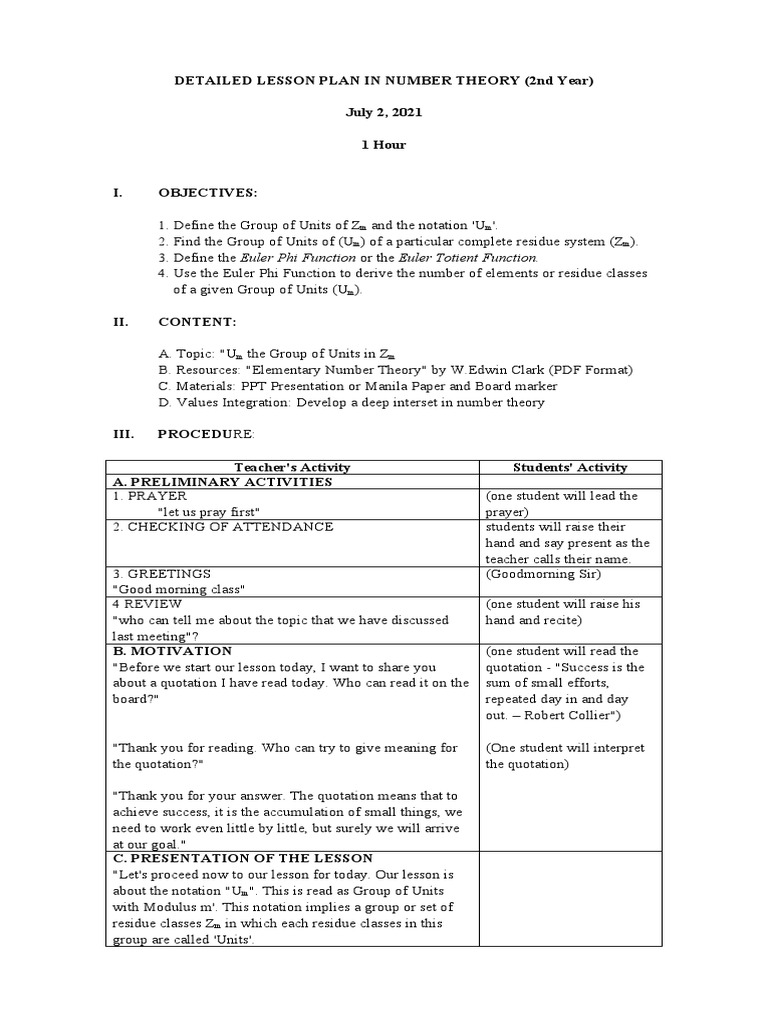 Detailed Lesson Plan | PDF | Mathematical Analysis | Algebra