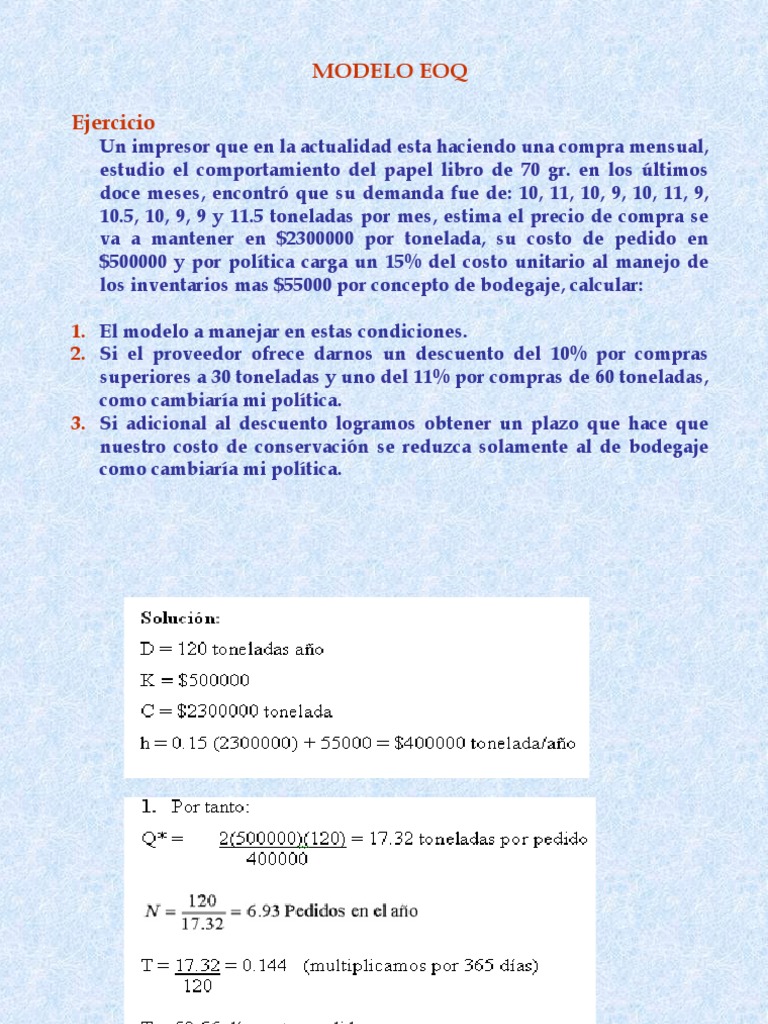 Modelo Eoq Ejercicio | PDF