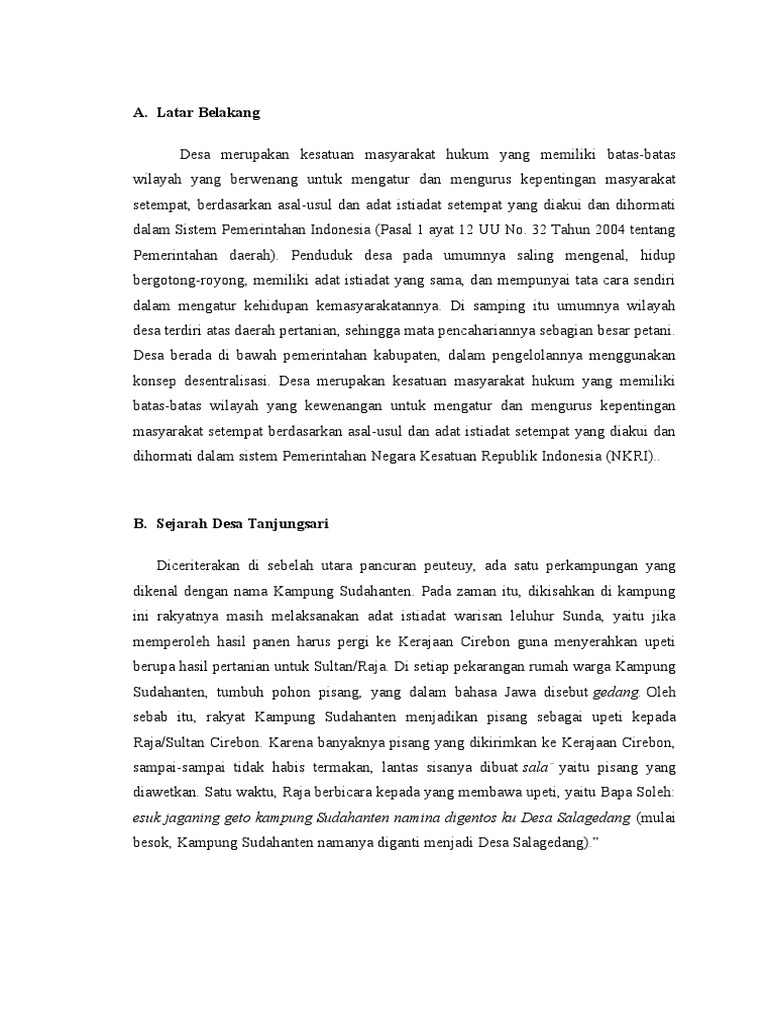 Latar Belakang Desa Tanjungsari | PDF
