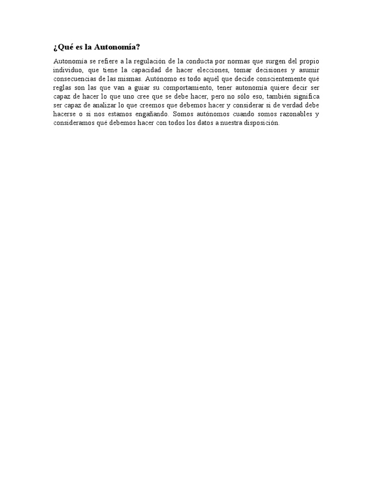 Definición de Autonomía | PDF | Política | Relaciones personales ...