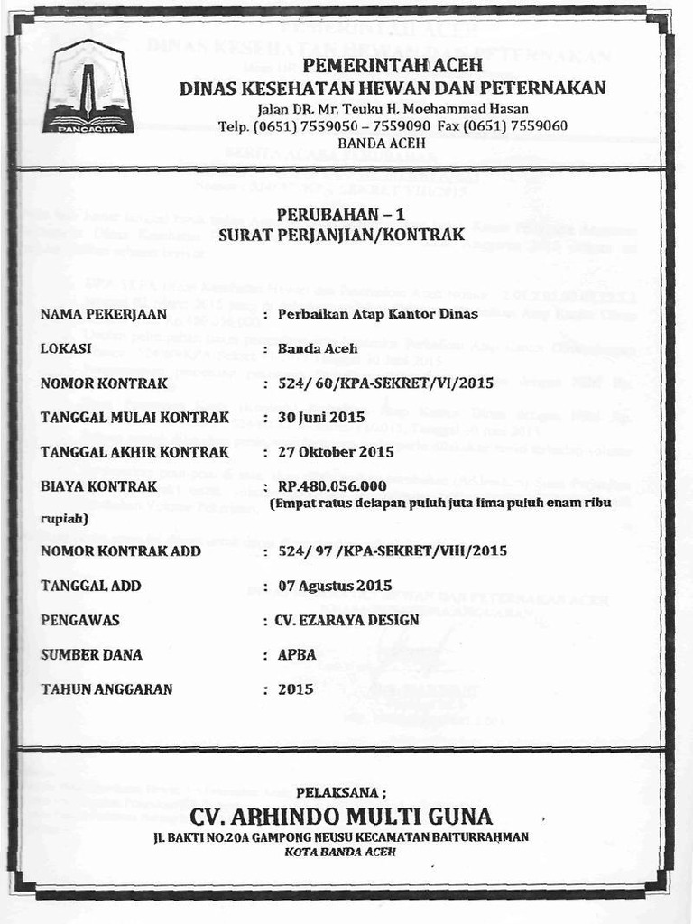 Perbaikan Atap Kantor Dinas | PDF