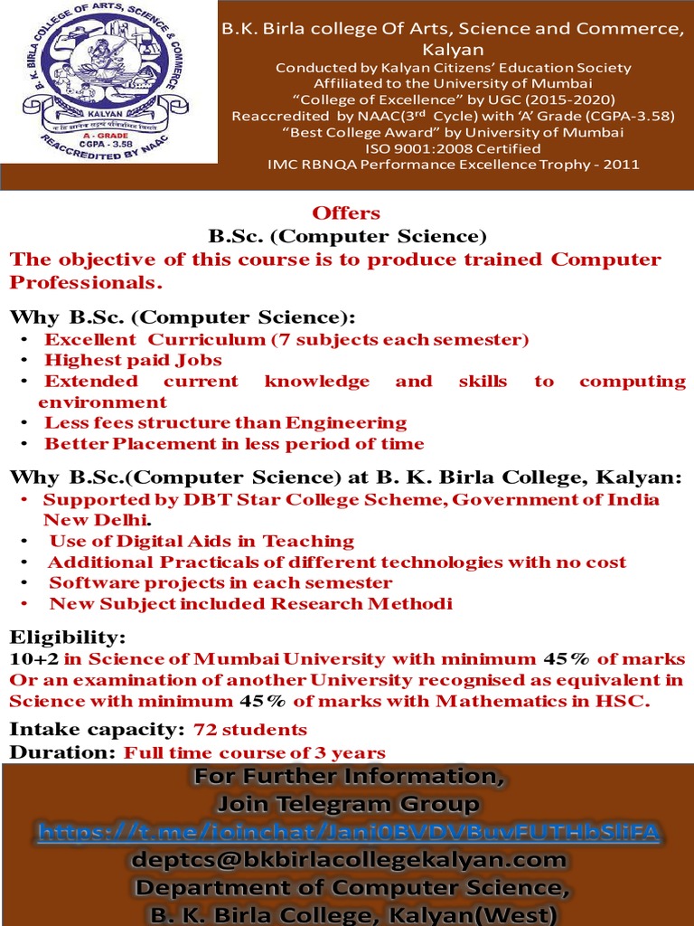 For Further Information, Join Telegram Group Department of Computer ...