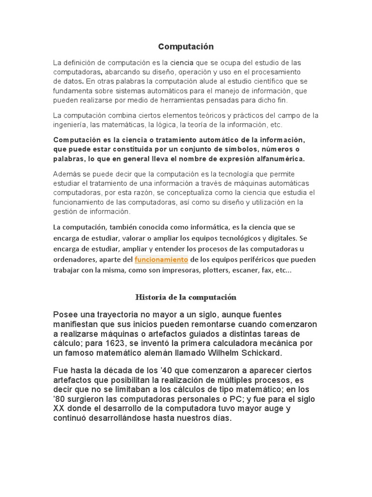 Computación Ensayo | PDF | Ciencias de la Computación | Informática