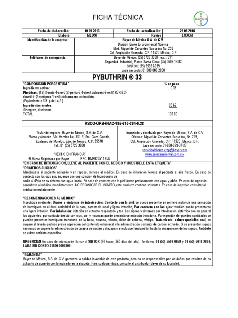 FT Pybuthrin 33 | PDF | Parestesia | Insectos