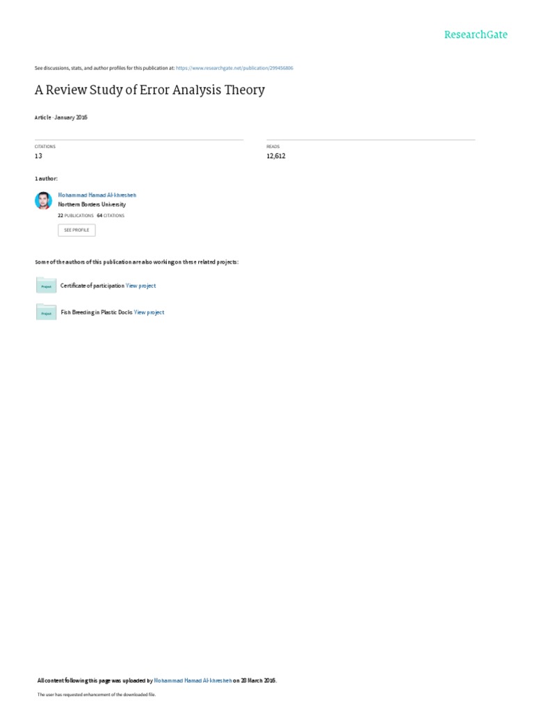 A Review Study of Error Analysis Theory | PDF | Second Language ...